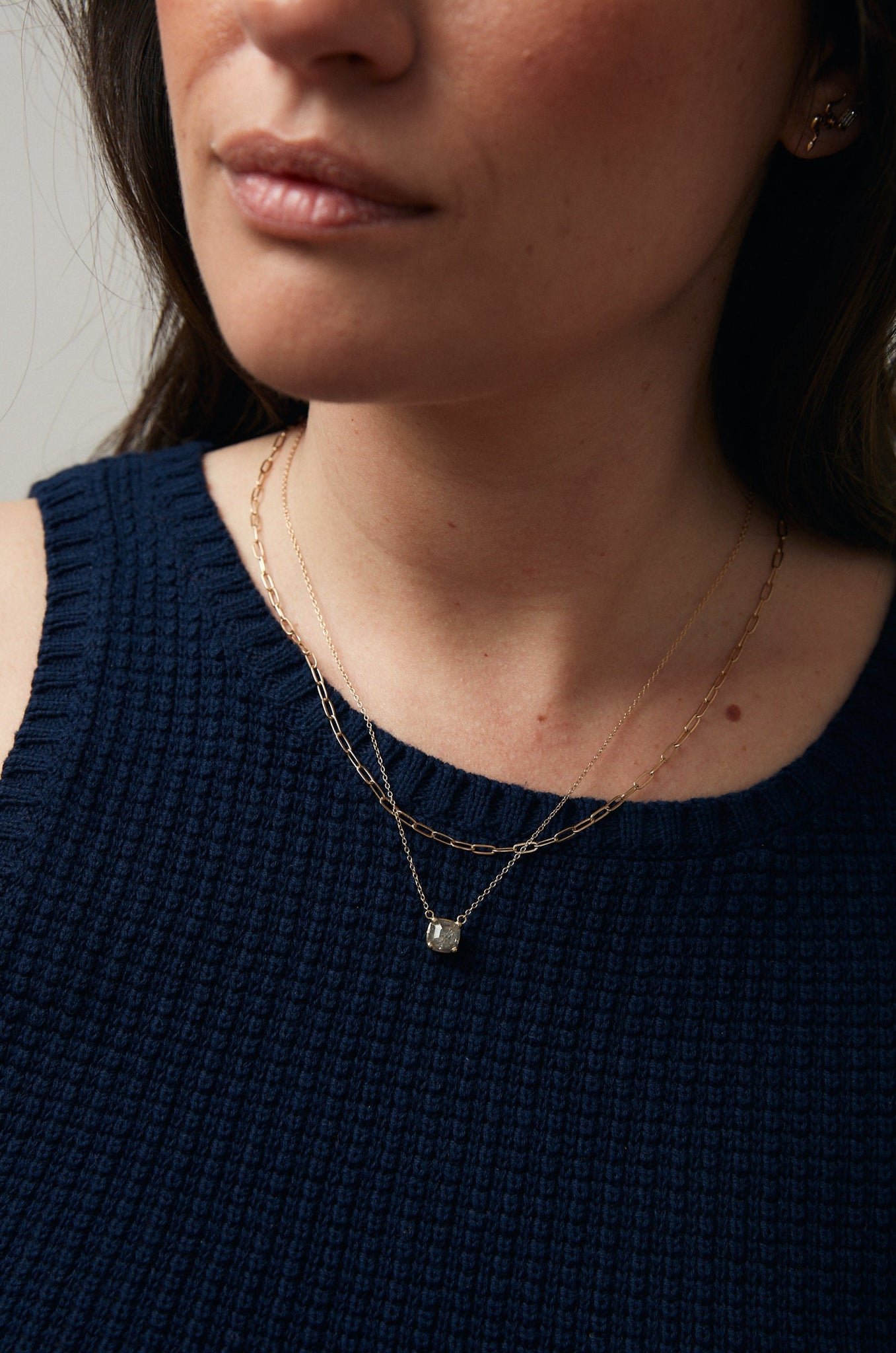 JP ROSE CUT SALT AND PEPPER DIAMOND NECKLACE | Jane Pope Jewelry