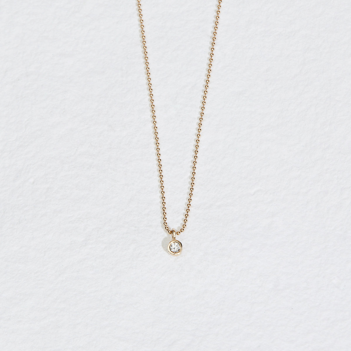 JP BEZEL SET DIAMOND ON BALL CHAIN NECKLACE | Jane Pope Jewelry