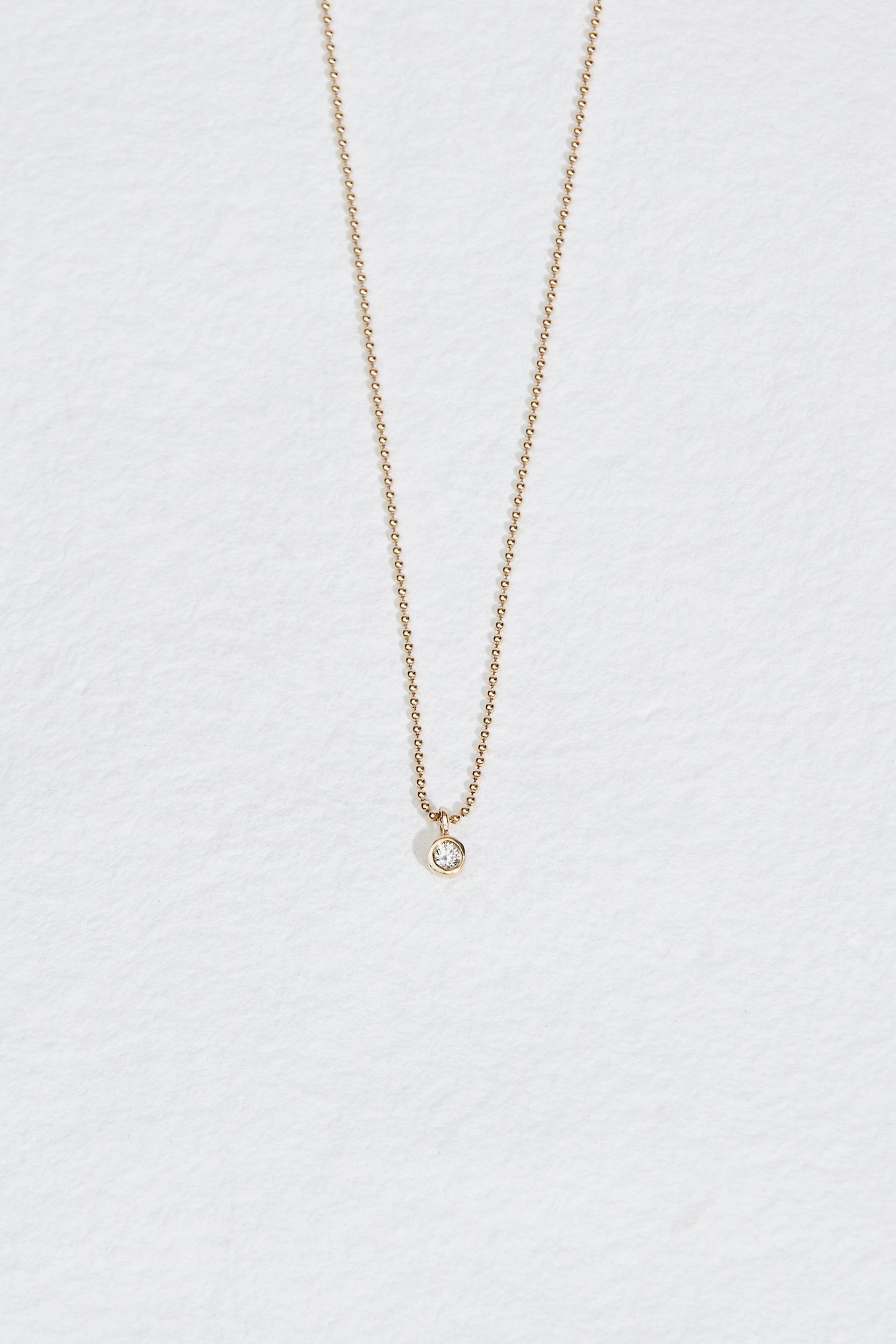 JP BEZEL SET DIAMOND ON BALL CHAIN NECKLACE | Jane Pope Jewelry