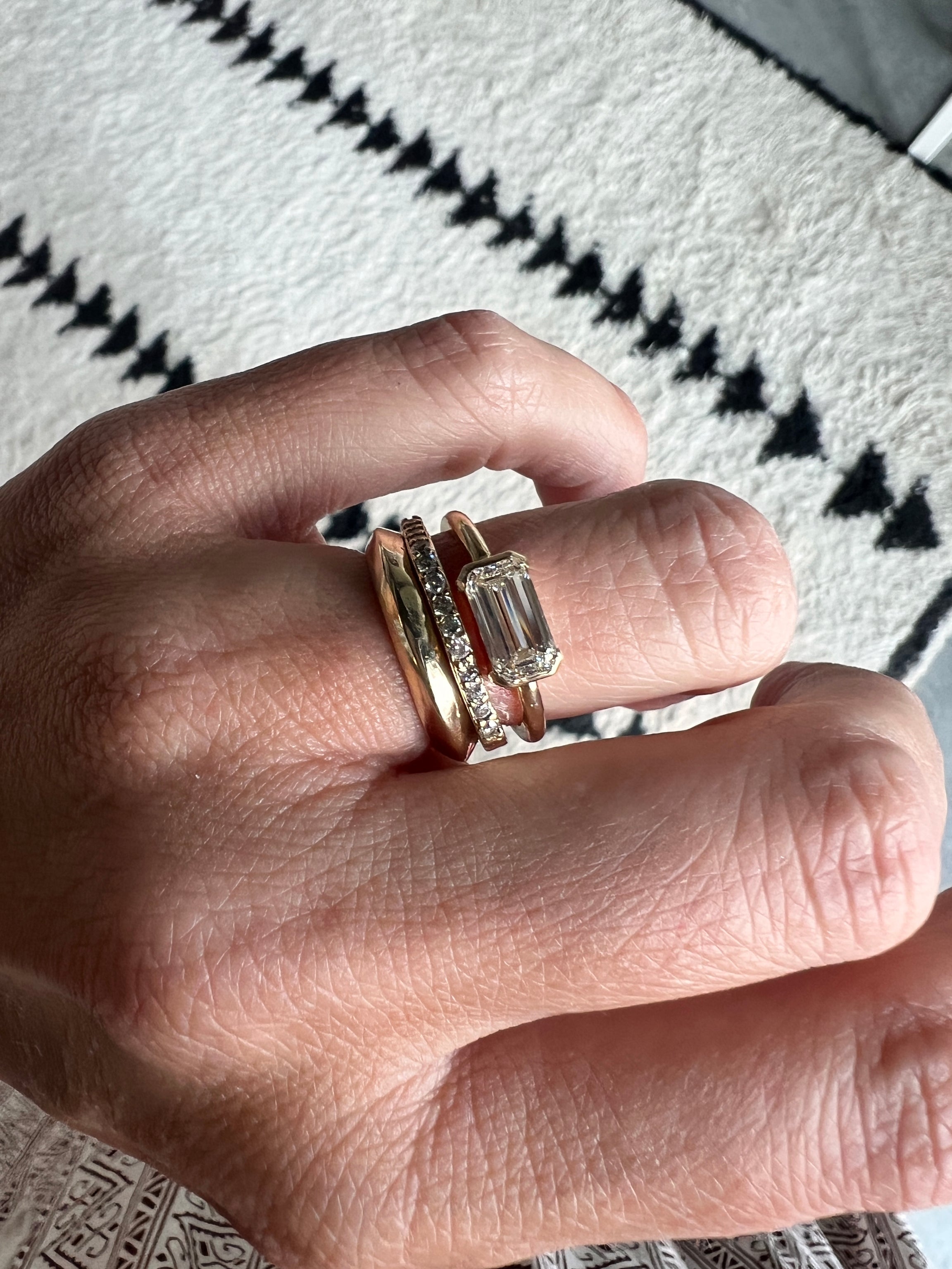 JP GILD PARTIAL BEZEL EMERALD CUT DIAMOND RING | Jane Pope Jewelry