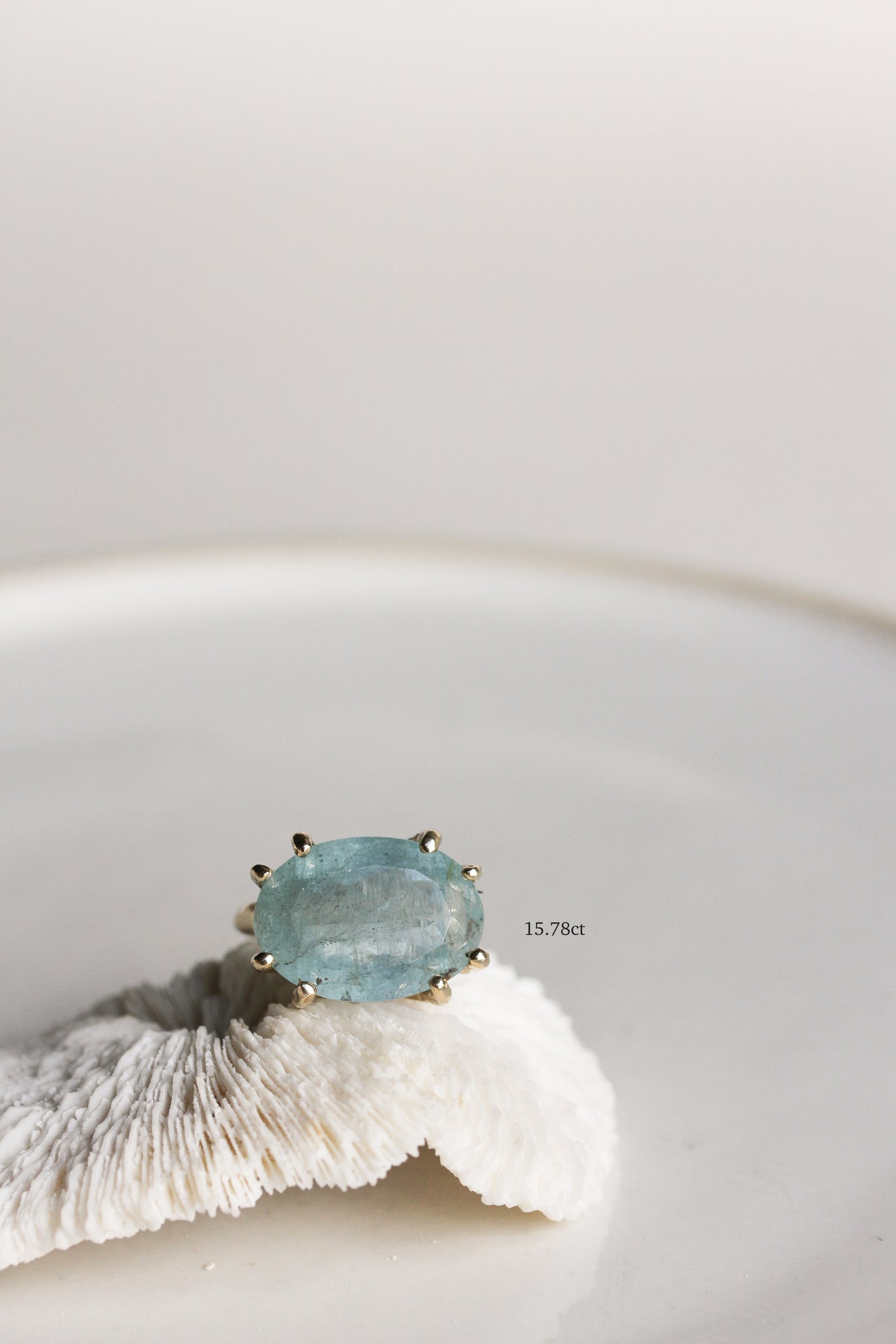 JP MOSS AQUAMARINE 8 PRONG RING | Jane Pope Jewelry